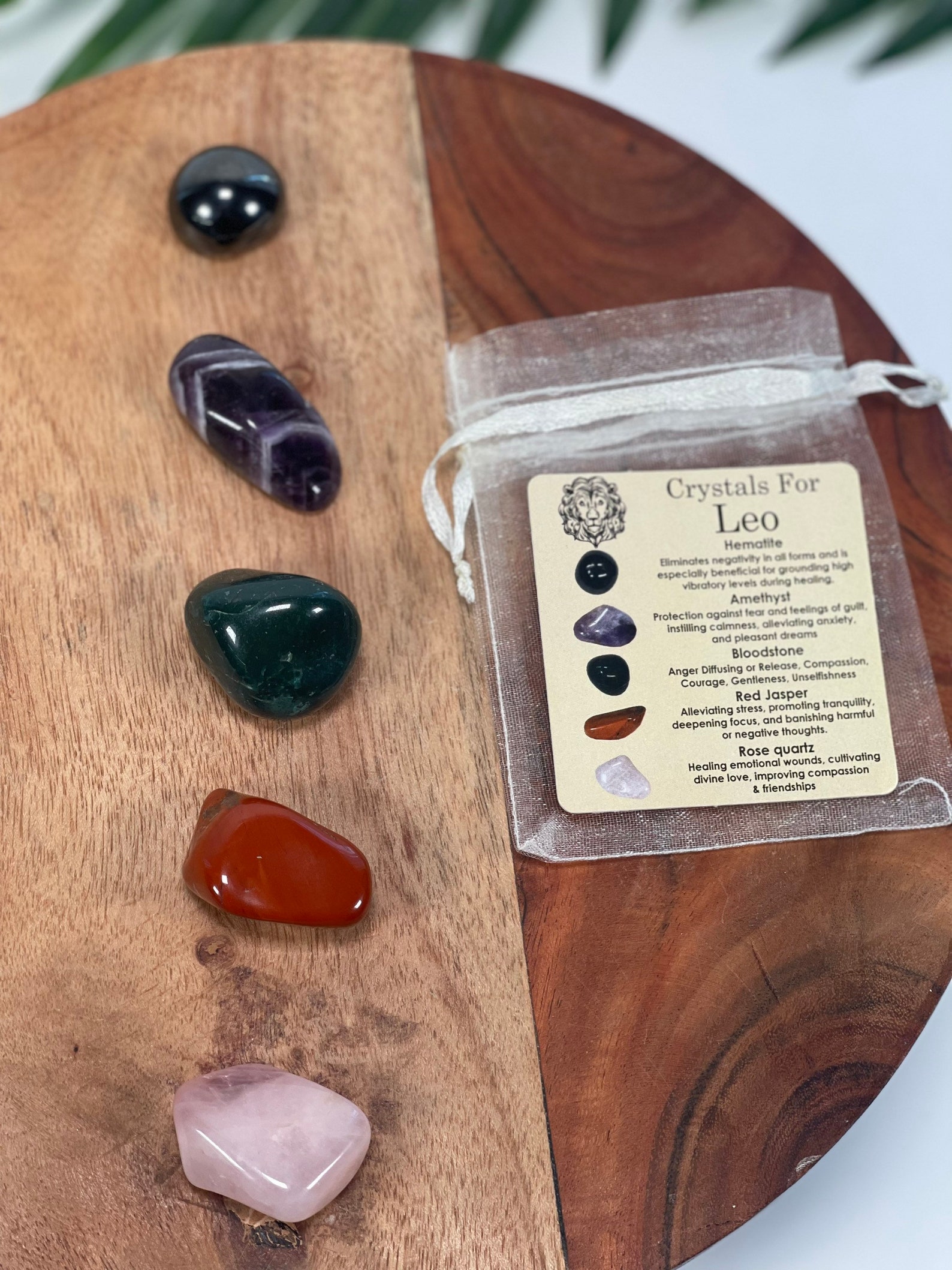 LEO Crystal Set, 5x Crystals Set for LEO hematite, Amethyst, Bloodstone ...