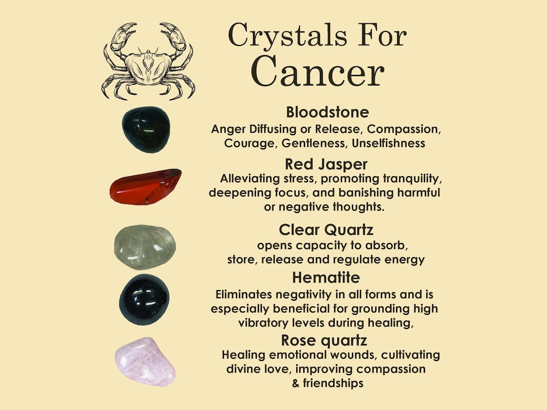 CANCER Crystal Set, 5x Crystals Set for CANCER bloodstone, Red Jasper ...
