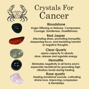 CANCER Crystal Set, 5x Crystals Set for CANCER (bloodstone, Red Jasper ...
