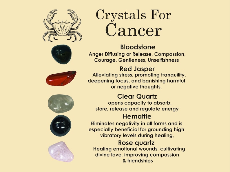 CANCER Crystal Set 5x Crystals Set for CANCER bloodstone - Etsy