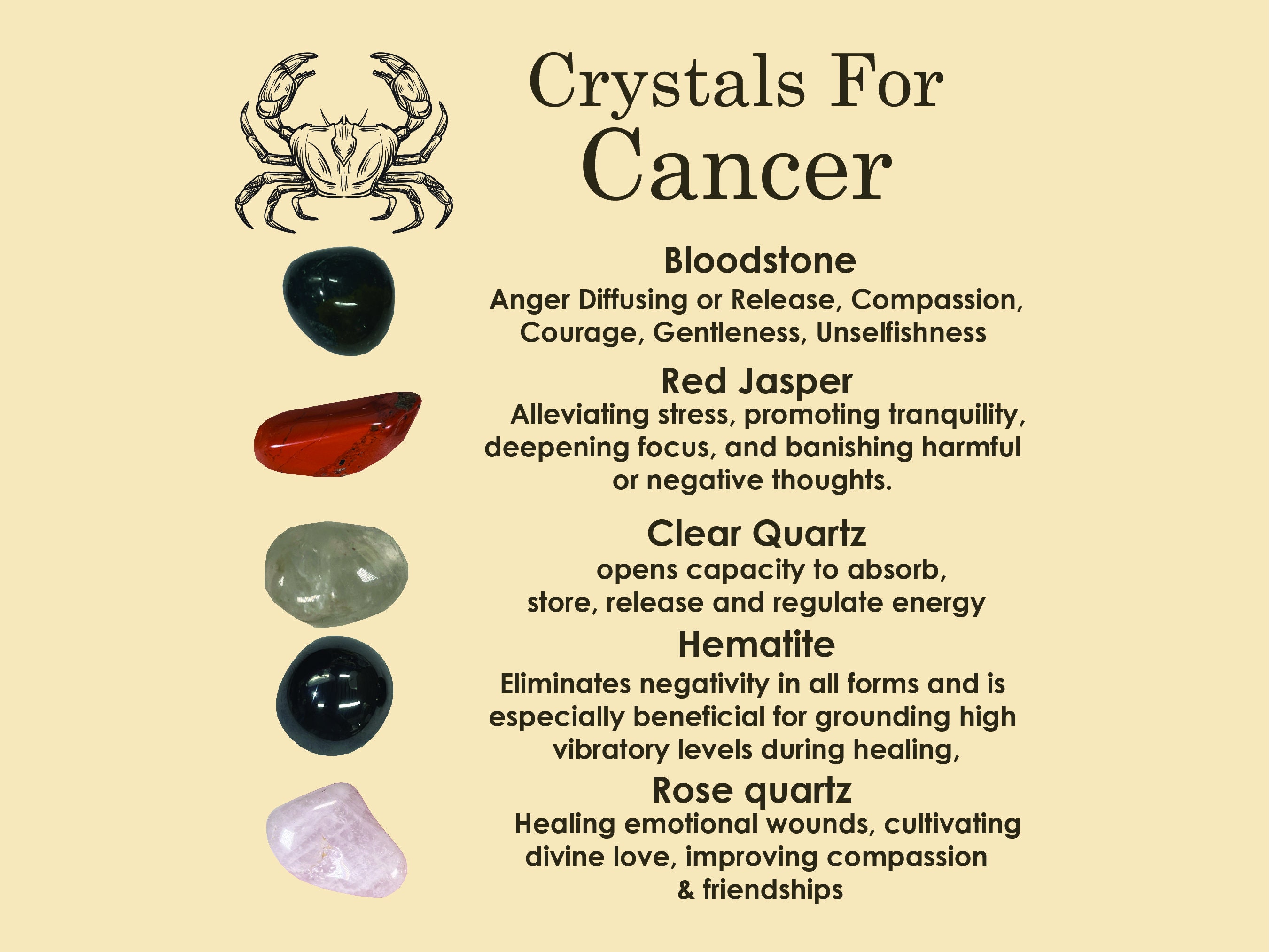 CANCER Crystal Set 5x Crystals Set for CANCER bloodstone - Etsy