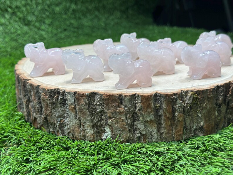 Rose Quartz ELEPHANT Carved Gemstone 1.5 Inch | 40mm | Premium Grade ...