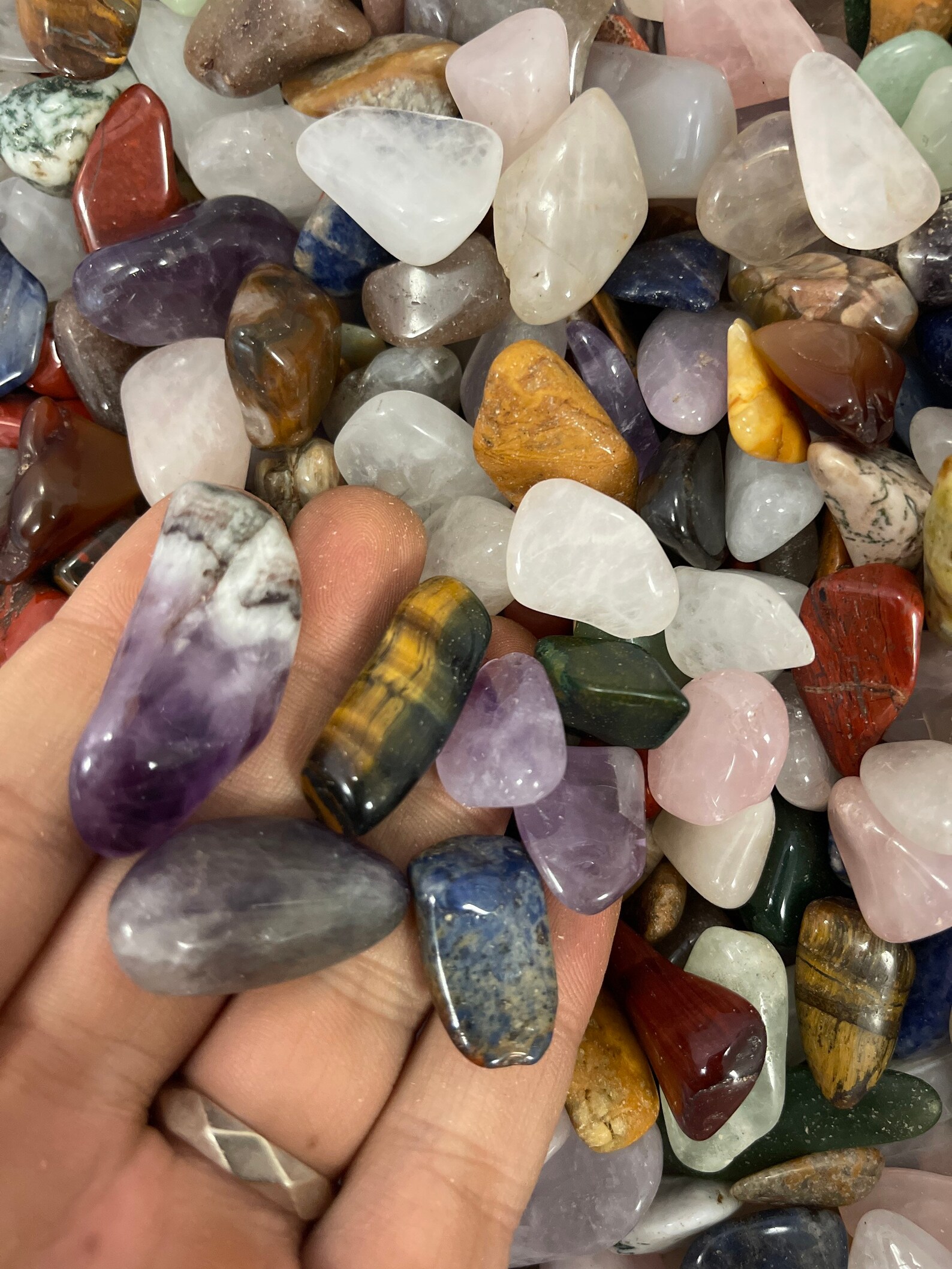Assorted Tumbled Stones 0.5 in and 1 in BIG From 2oz Wholesale Bulk Lot ...