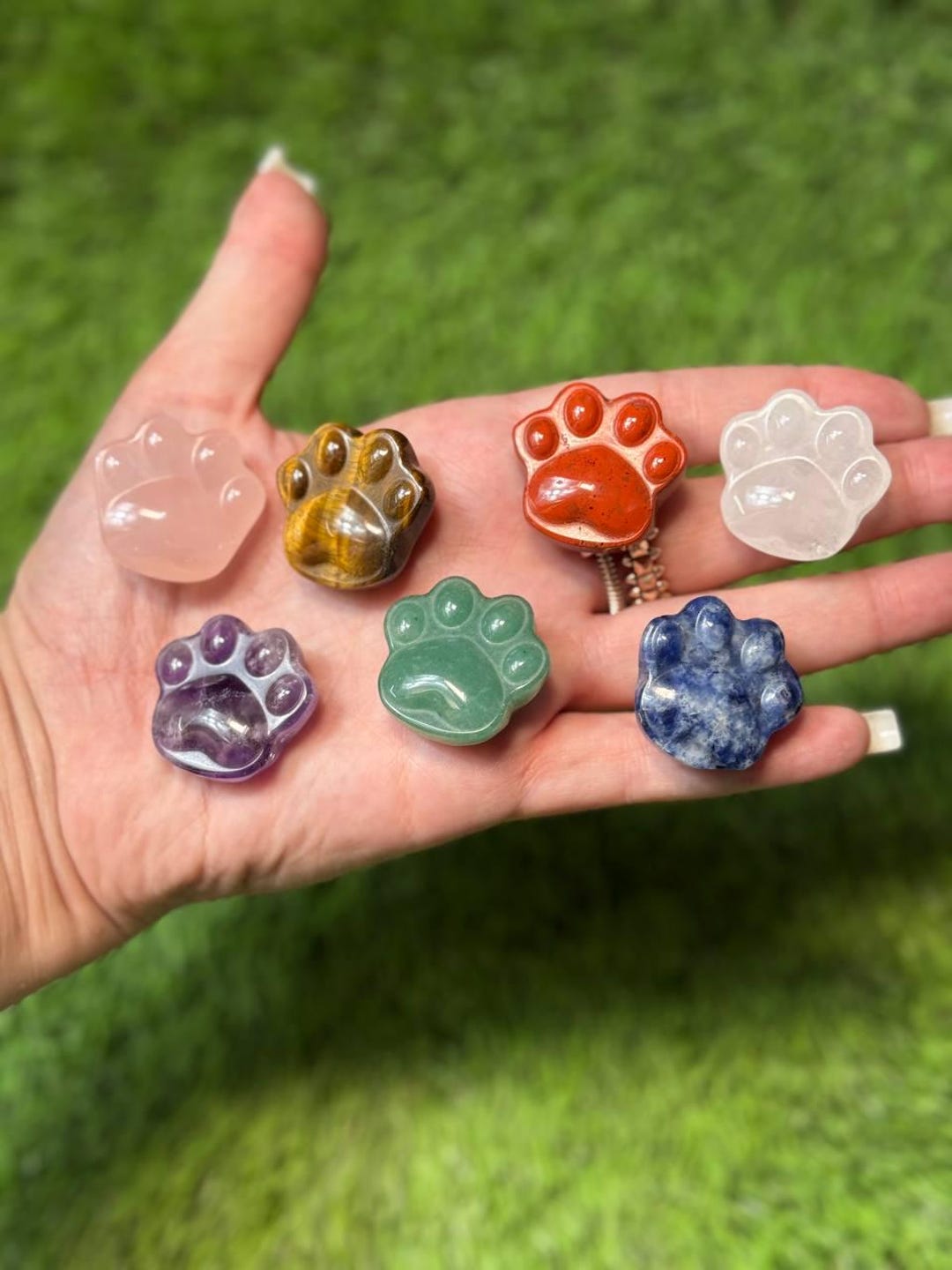 Carved Gemstone Paw 1.2 Inch | 30mm | Premium Grade Gemstones | Mini ...