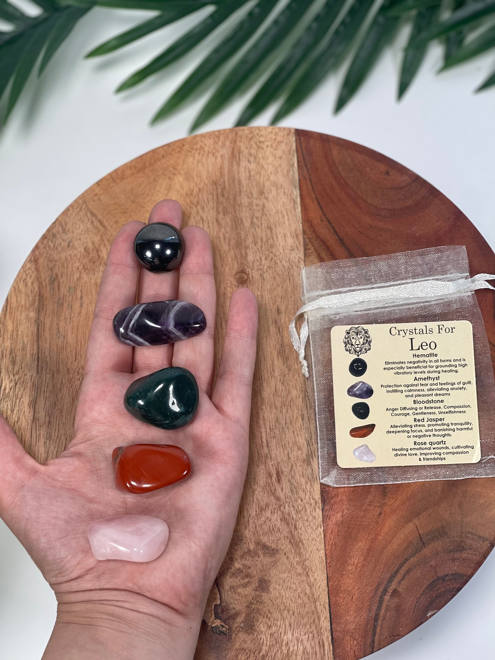 LEO Crystal Set, 5x Crystals Set for LEO hematite, Amethyst, Bloodstone ...