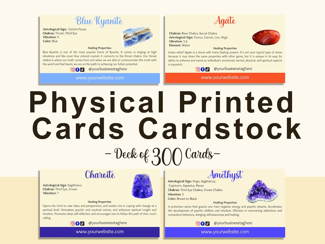 Set of 300 PRINTED Gemstone Cards, Crystal Cards, Printed, Physical ...