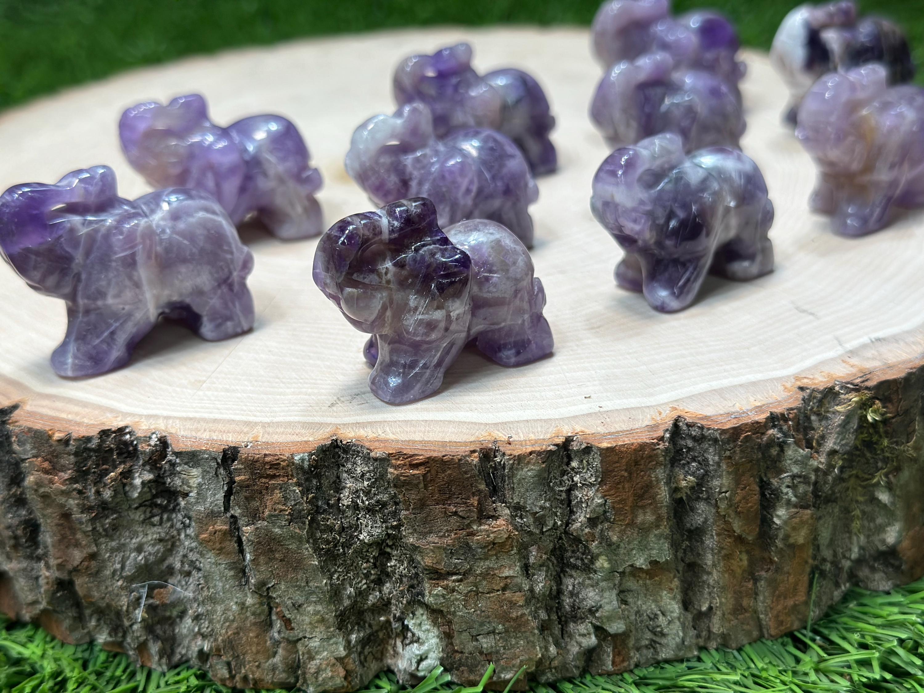 Amethyst ELEPHANT Carved Gemstone 1.5 Inch | 40mm | Premium Grade ...