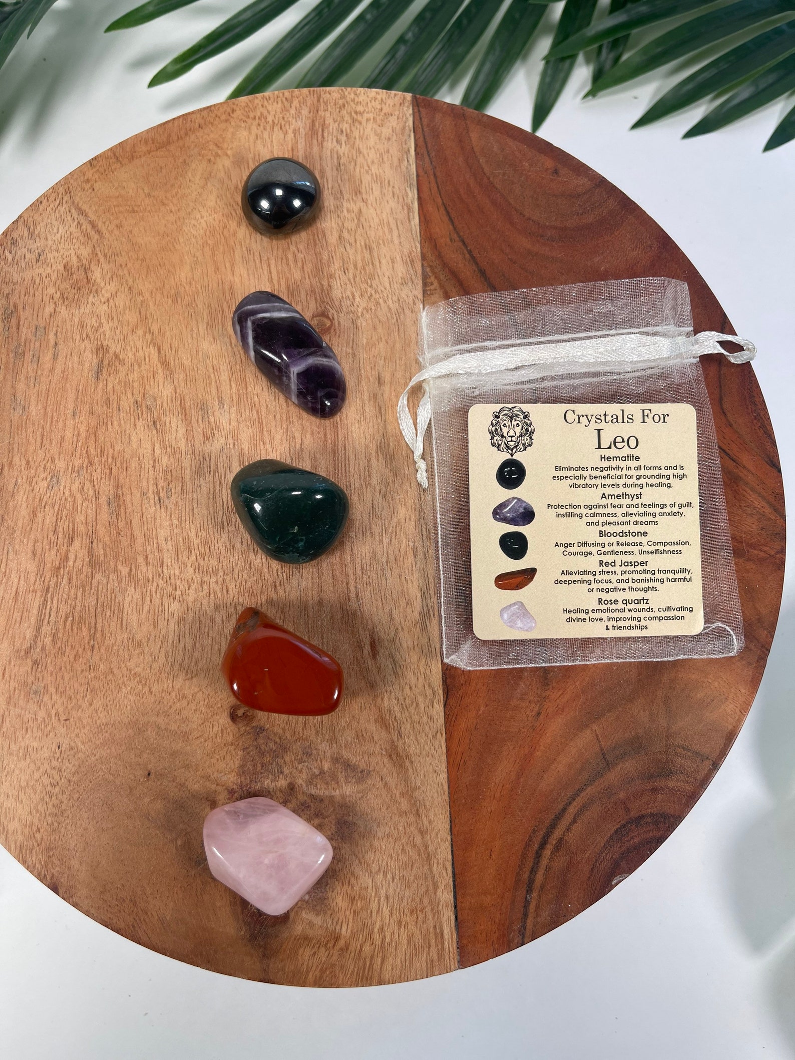 LEO Crystal Set, 5x Crystals Set for LEO hematite, Amethyst, Bloodstone ...