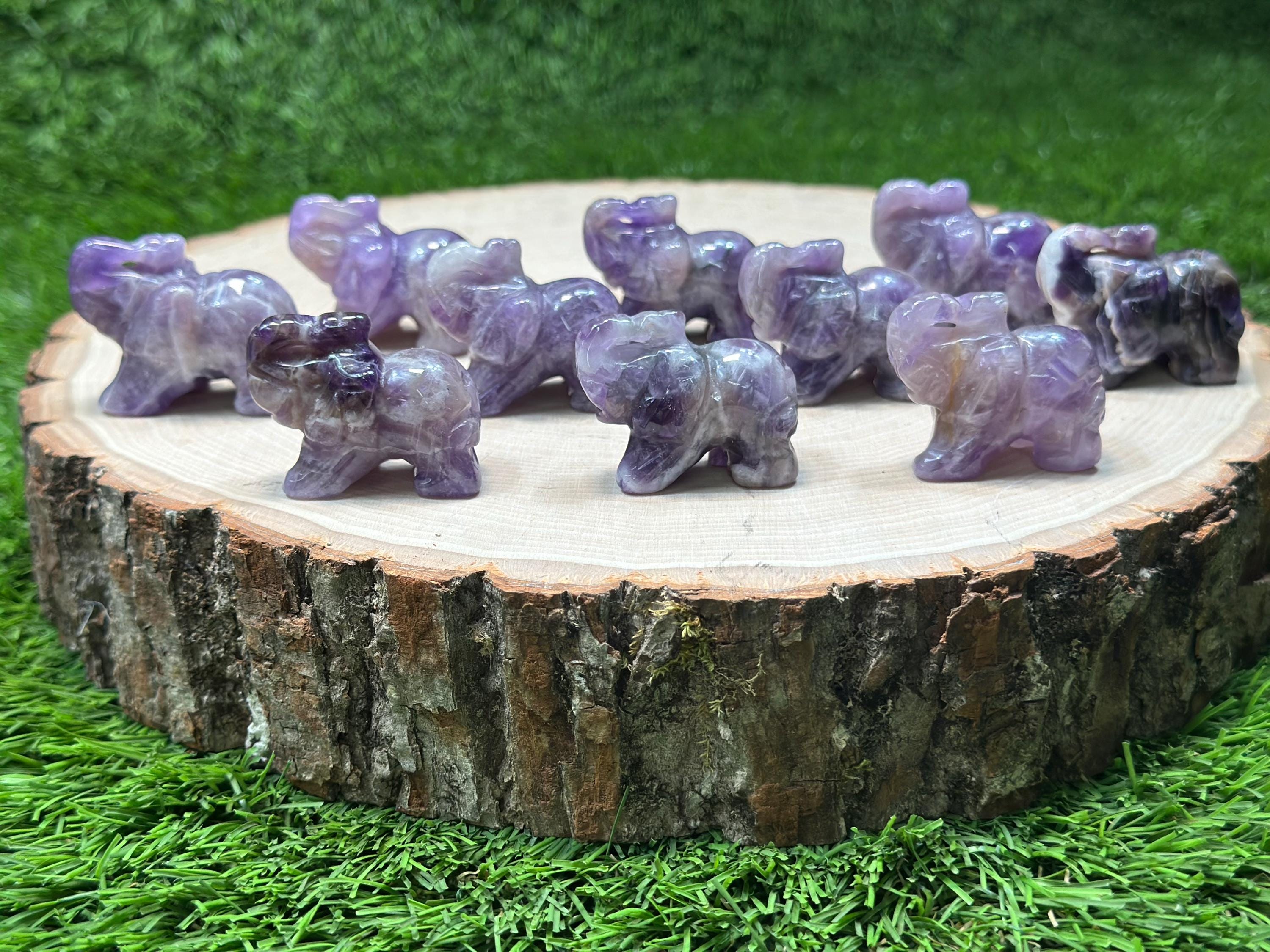 Amethyst ELEPHANT Carved Gemstone 1.5 Inch | 40mm | Premium Grade ...