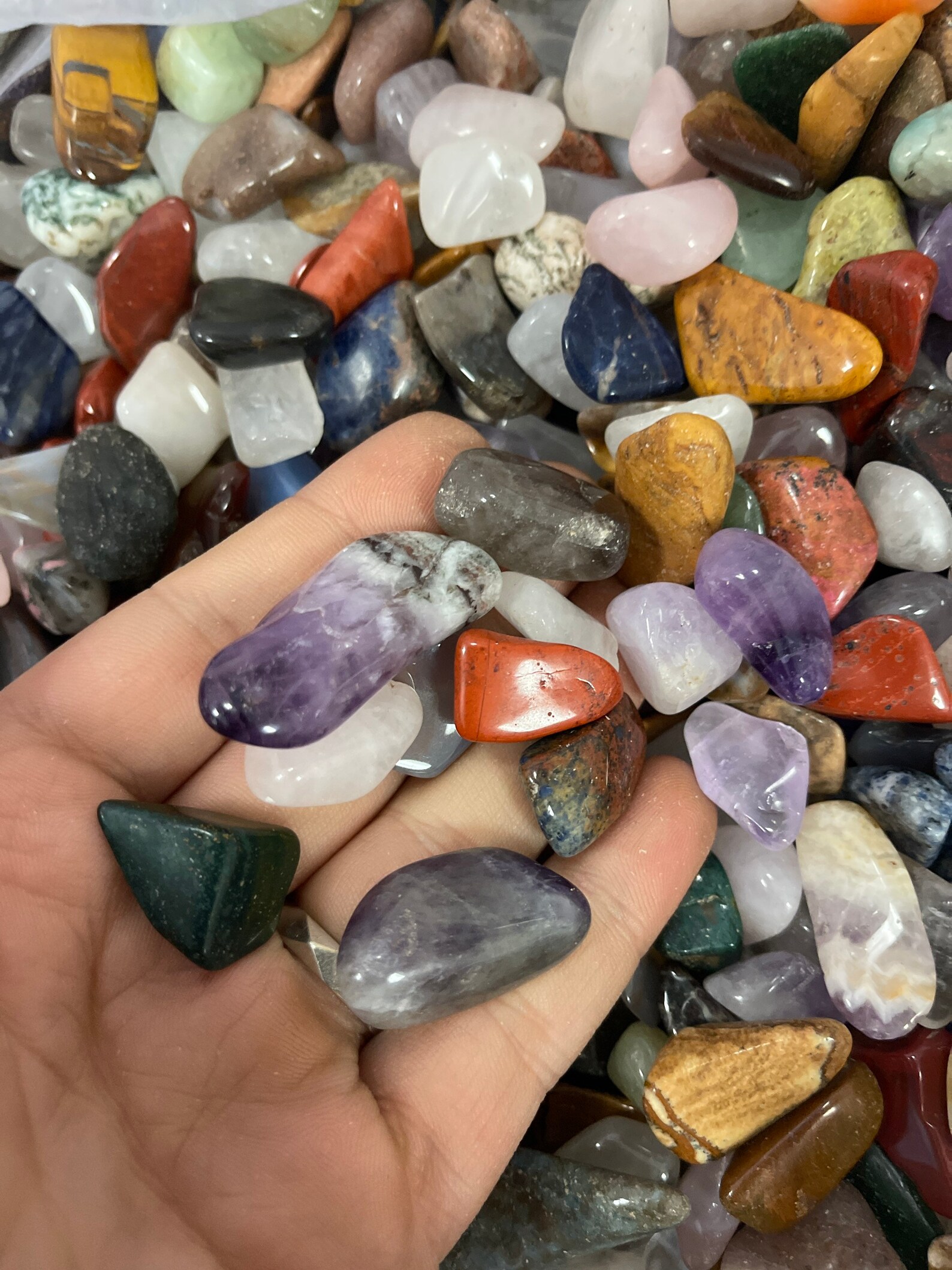 Assorted Tumbled Stones 0.5 in and 1 in BIG From 2oz Wholesale Bulk Lot ...