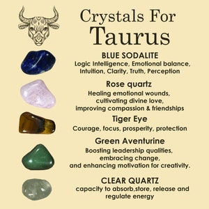 TAURUS Crystal Set,5x Crystals Set for TAURUS( Blue Sodalite,rose ...