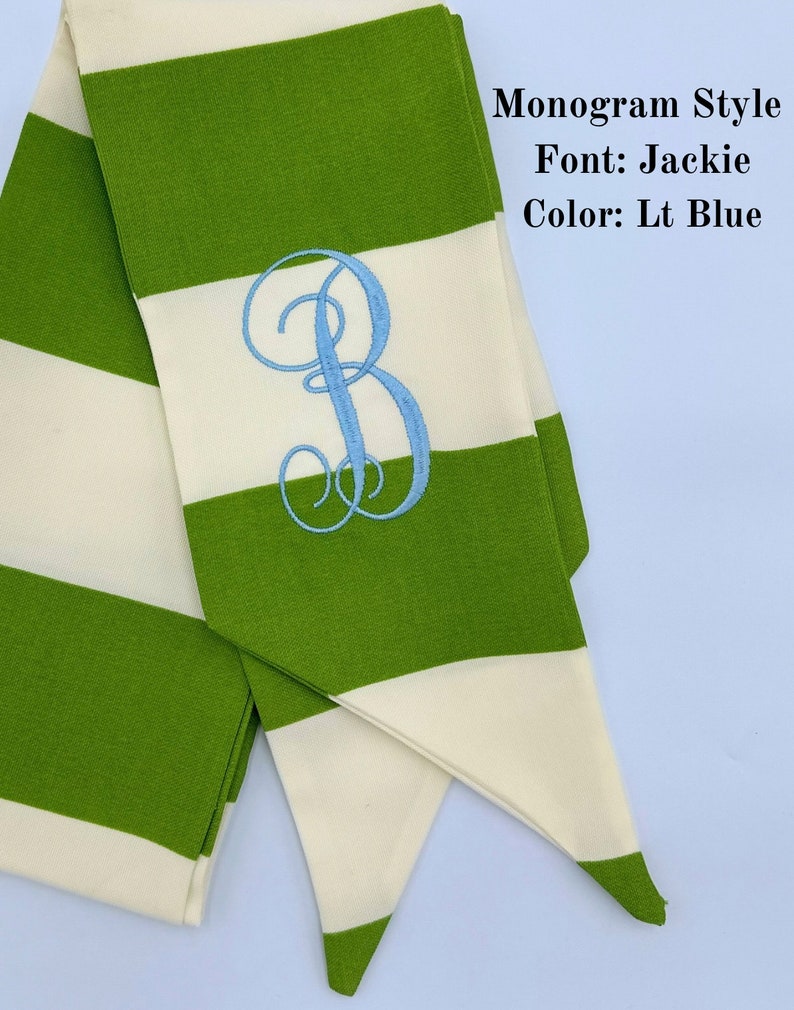 Spring Green Stripe Monogram Wreath Sash for Front Door, Personalized ...