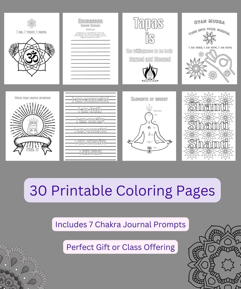 Yoga Coloring Pages,mudra Coloring Sheets,journaling Prompts for Yoga ...