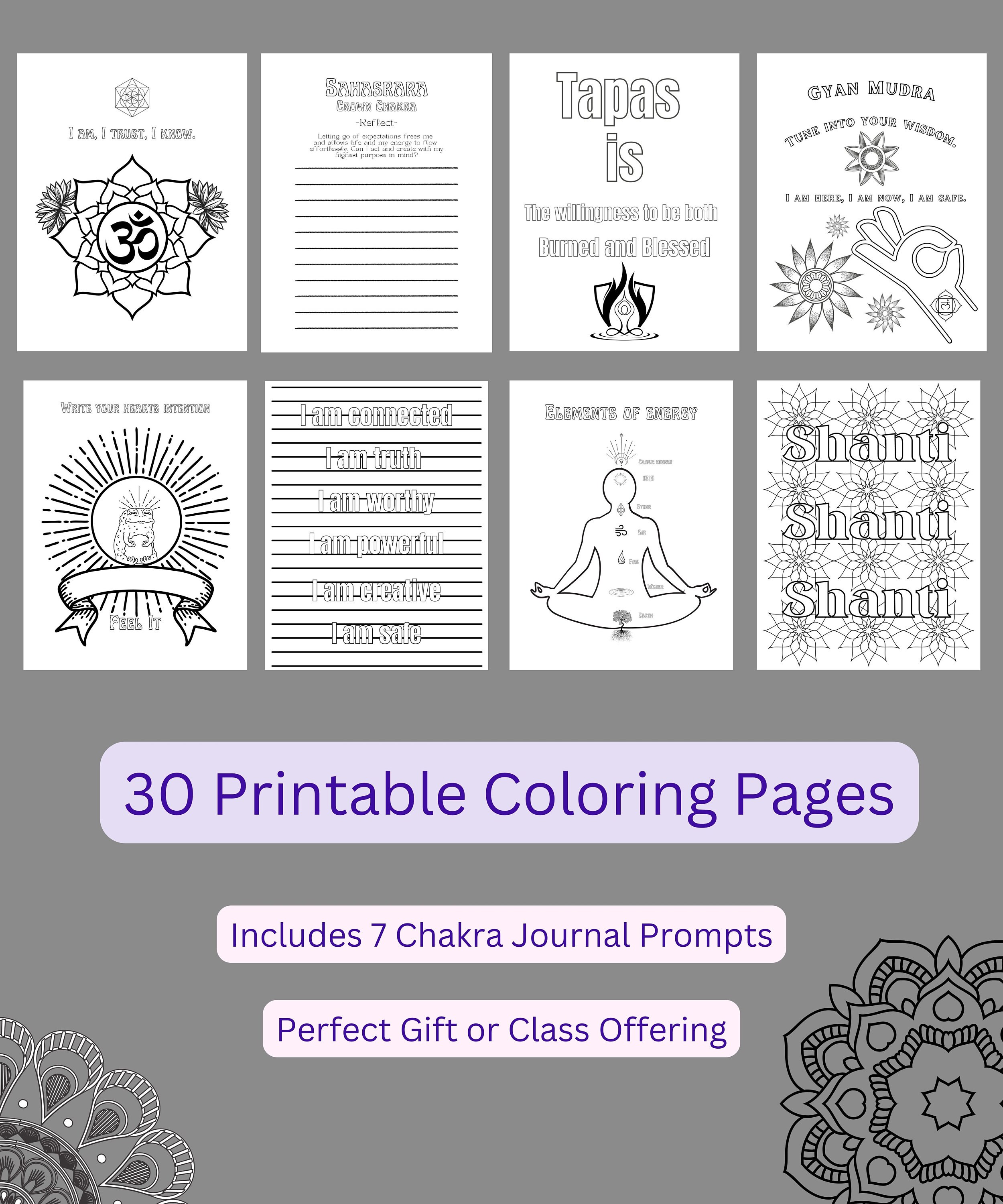 Yoga Coloring Pages,mudra Coloring Sheets,journaling Prompts for Yoga ...