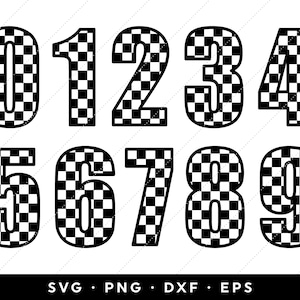 Checkered Numbers SVG Racing Numbers SVG Jersey Numbers SVG - Etsy