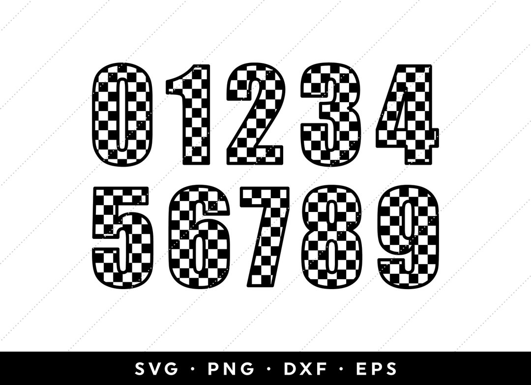 Checkered Numbers SVG, Racing Numbers SVG, Jersey Numbers SVG, Cricut ...