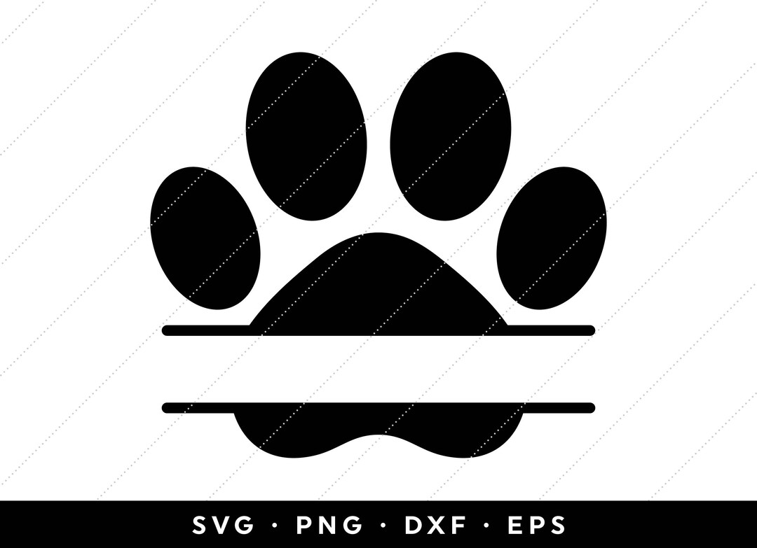 Paw Split Monogram SVG, Split Paw SVG, Dog Name Middle Paw Template ...