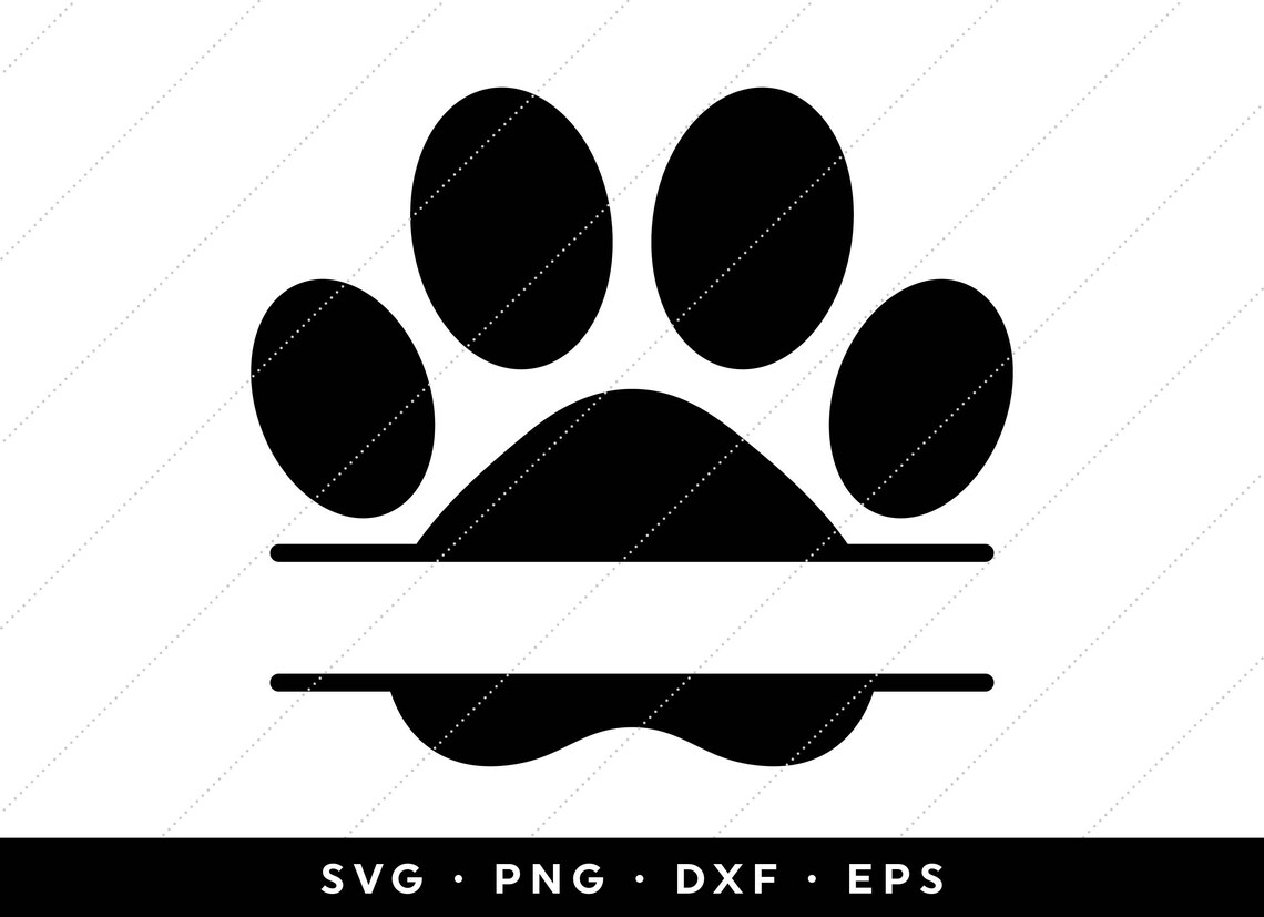 Paw Split Monogram SVG Split Paw SVG Dog Name Middle Paw | Etsy