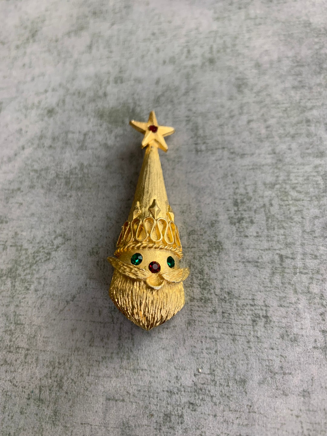 Vintage Mylu Santa Christmas Gold and Rhinestone Brooch - Etsy