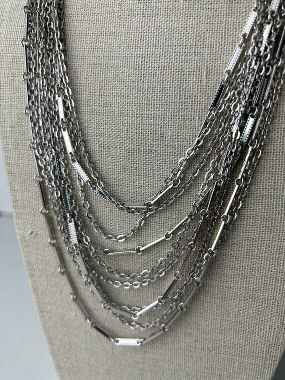 Vintage Sarah Coventry Silver 10 Strand Necklace - Gem