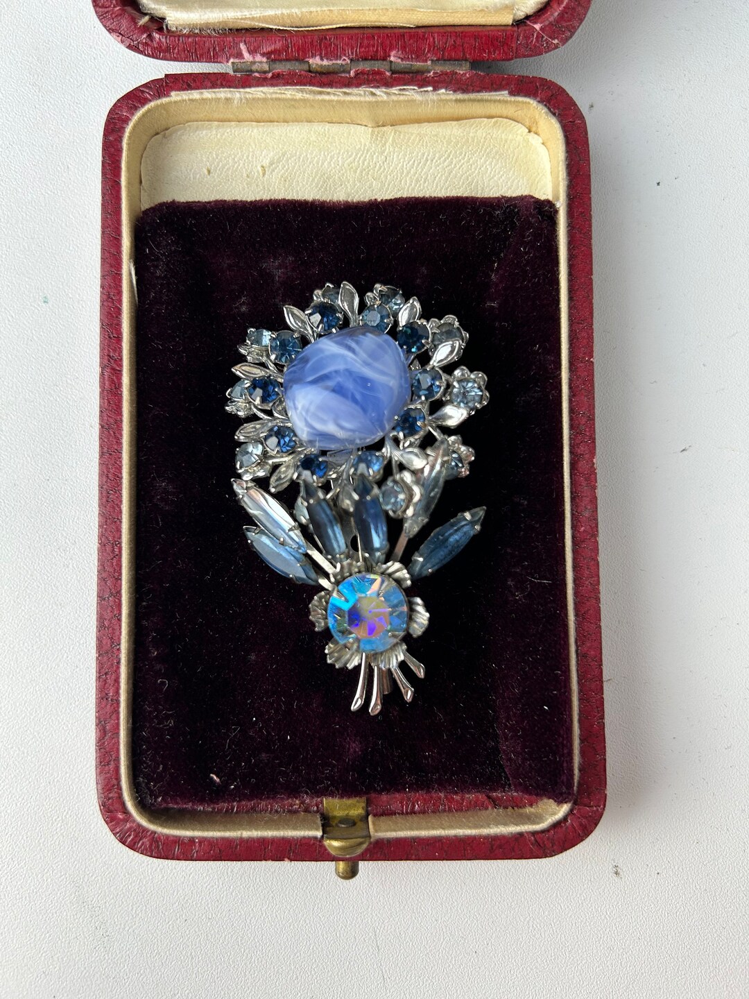 Vintage Blue and Silver Swedge Style Flower Brooch - Etsy