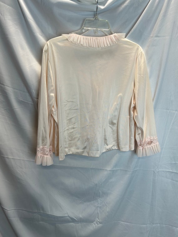 Vintage Jolie Two Pale Pink Ruffled Bed Jacket Long S… - Gem