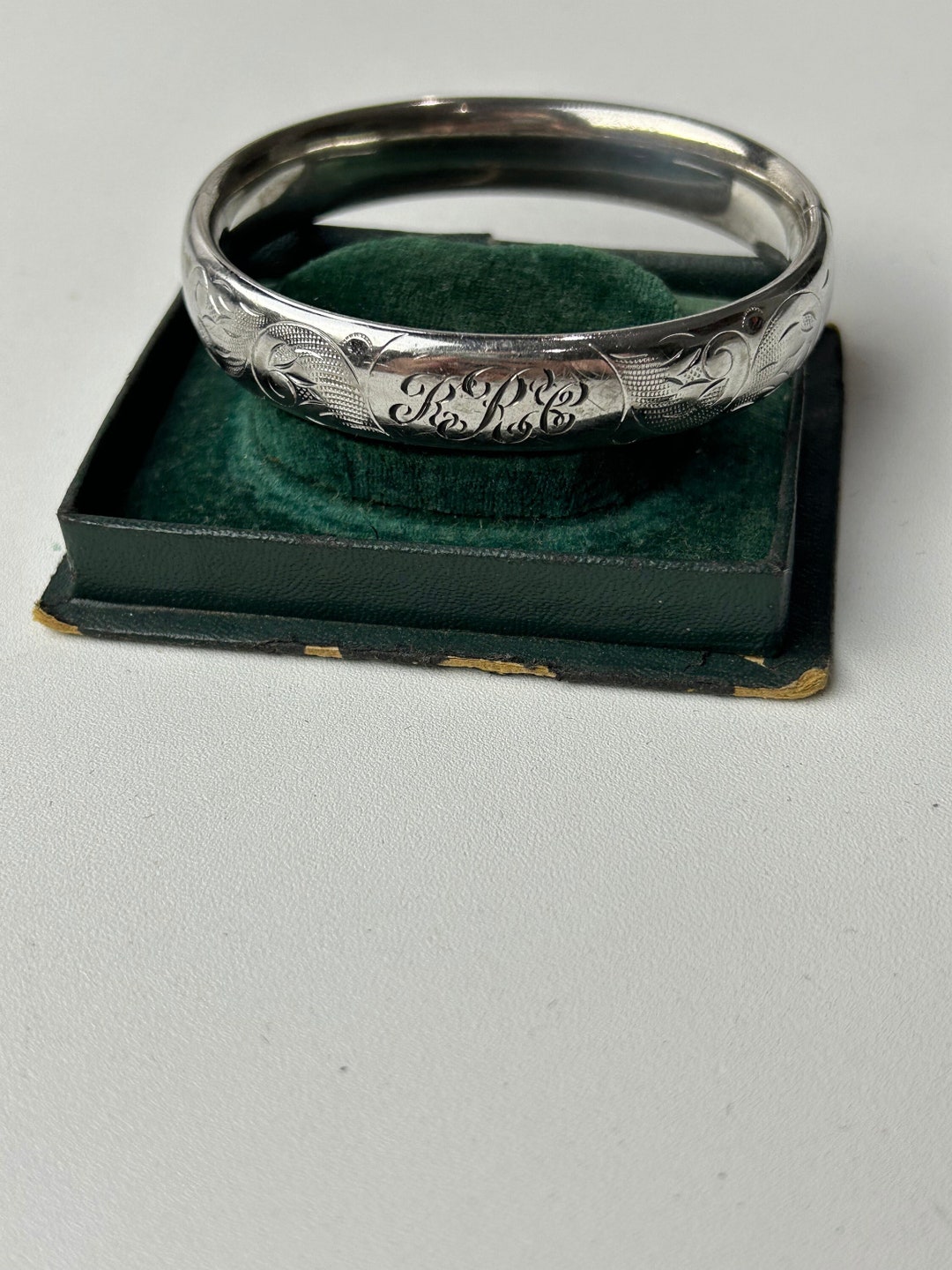 Vintage HF Burrows Sterling Hinged Bangle Bracelet With Monogram - Etsy