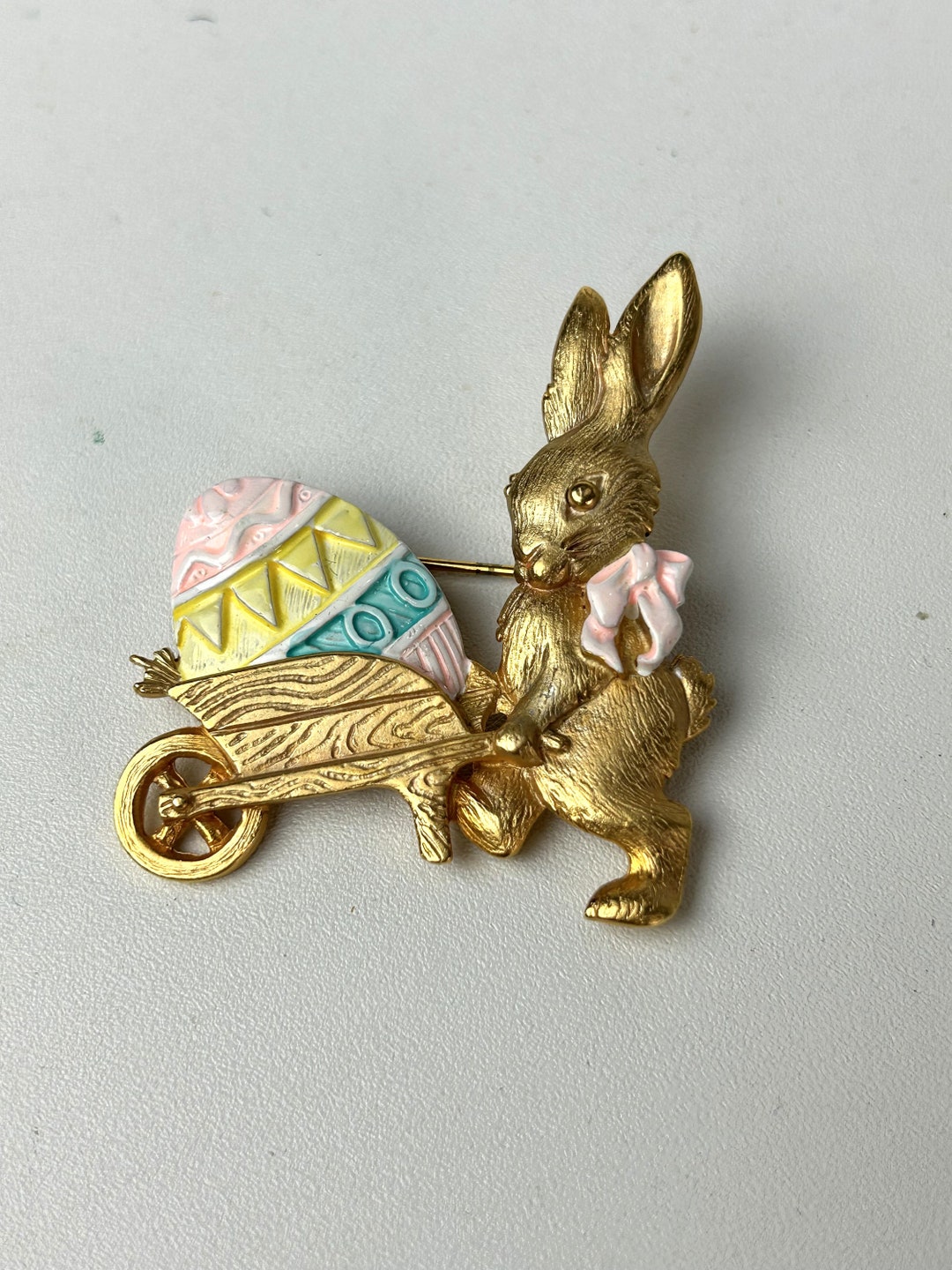 Vintage JJ Easter Bunny With Egg Gold Tone Brooch - Etsy