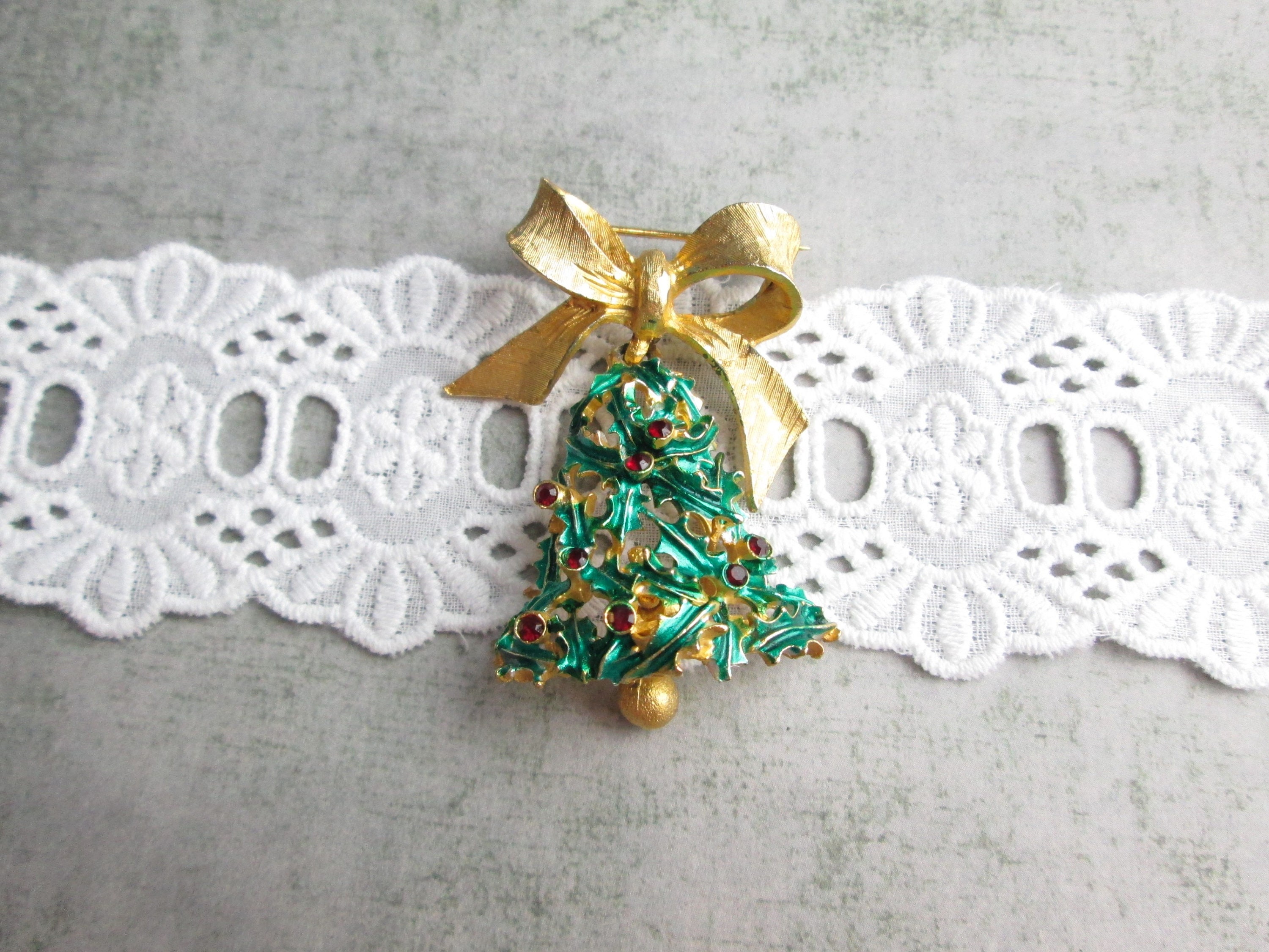 Vintage Mylu Enamel Christmas Tree Bell Brooch - Etsy