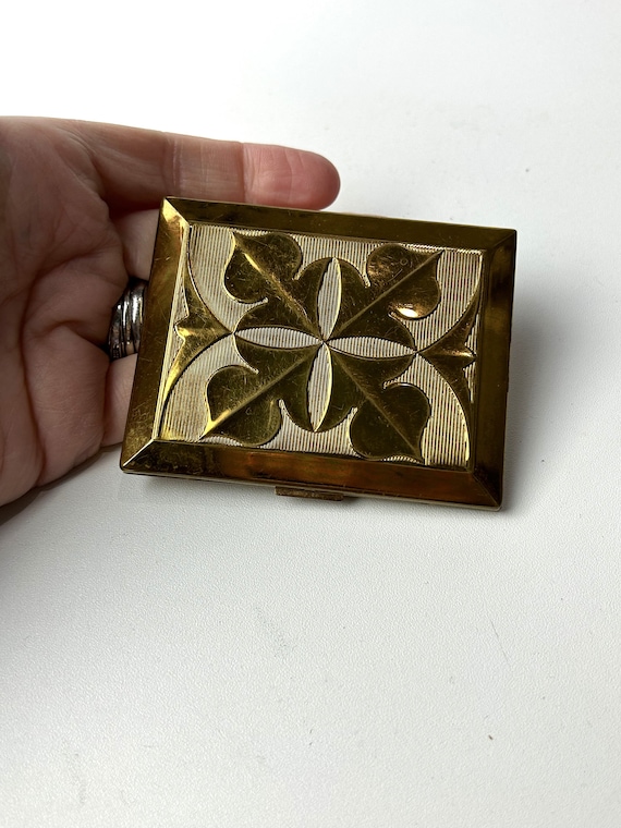 Vintage Richard Hudnut Blush and Powder Brass Compact - Gem