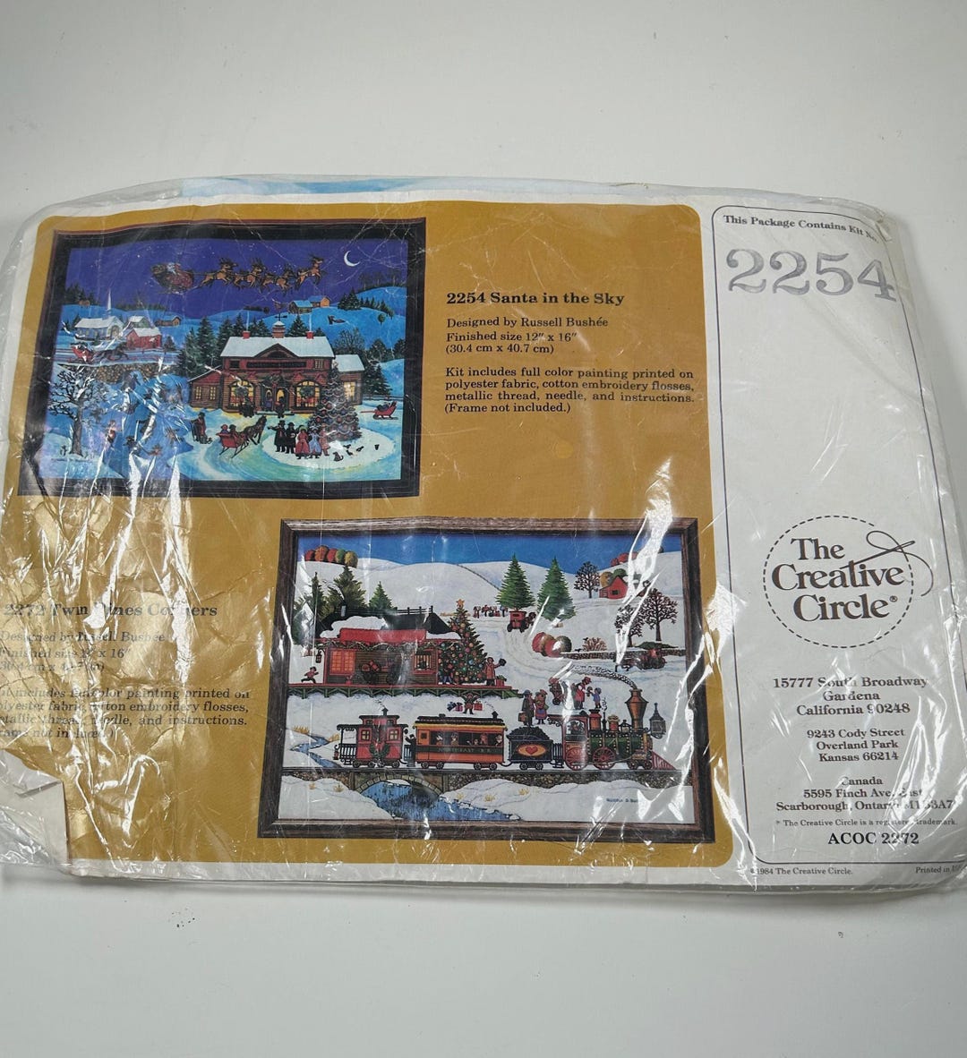 Vintage Unopened 1984 Creative Circle Embroidery Kit - Santa in the Sky ...