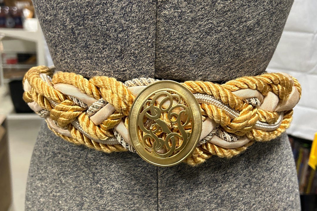 Vintage Rhea Tan Cord Belt - Stretch - Etsy