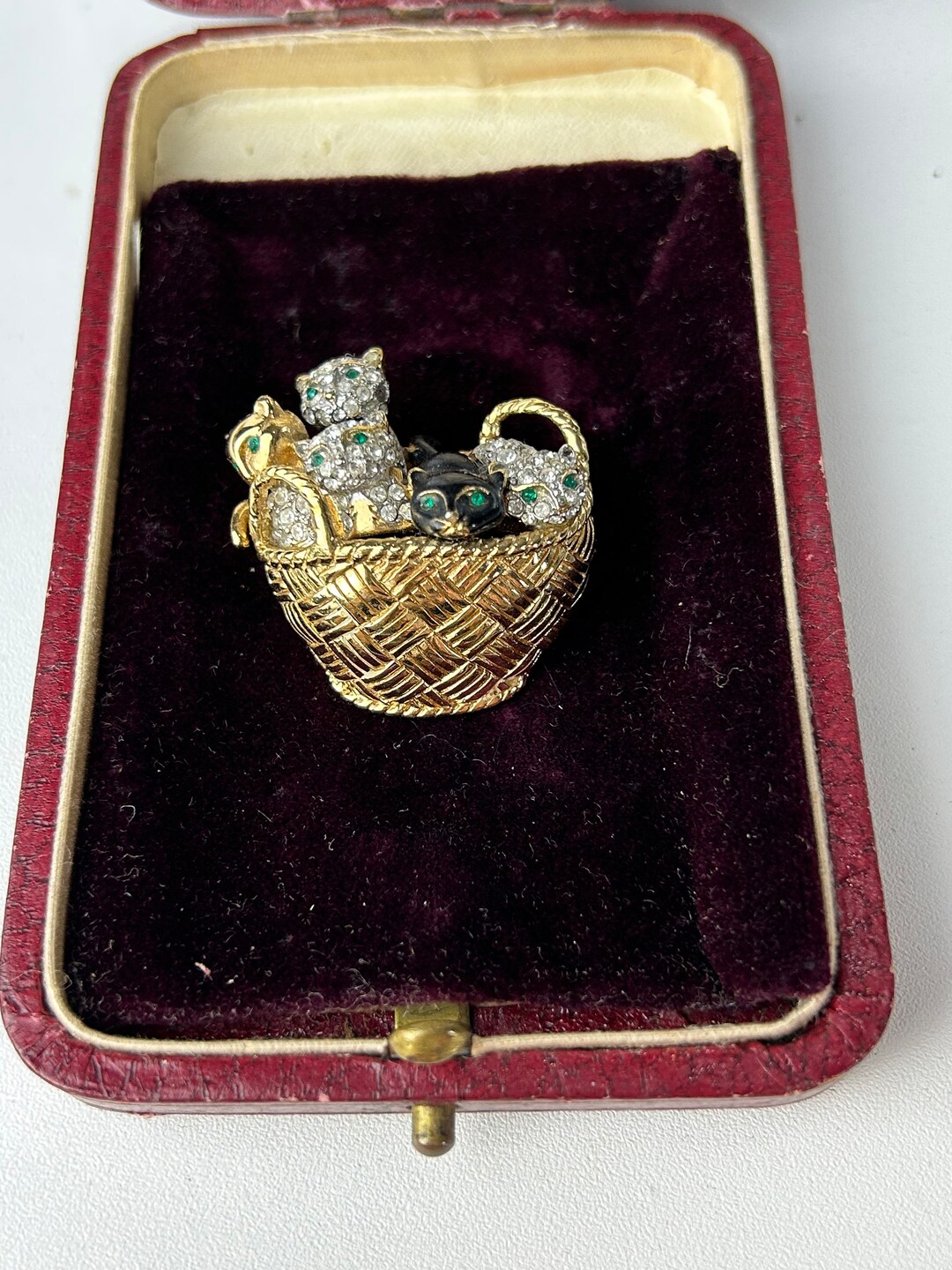 Adorable Vintage Carolee Basket of Rhinestone Kittens Brooch - Etsy