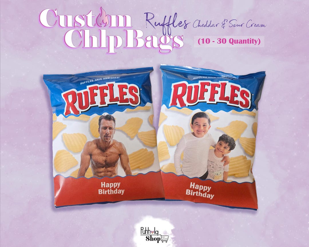 Custom Ruffle (cheddar) Chip Bags: Personalized Snack Party Favors | 10 ...