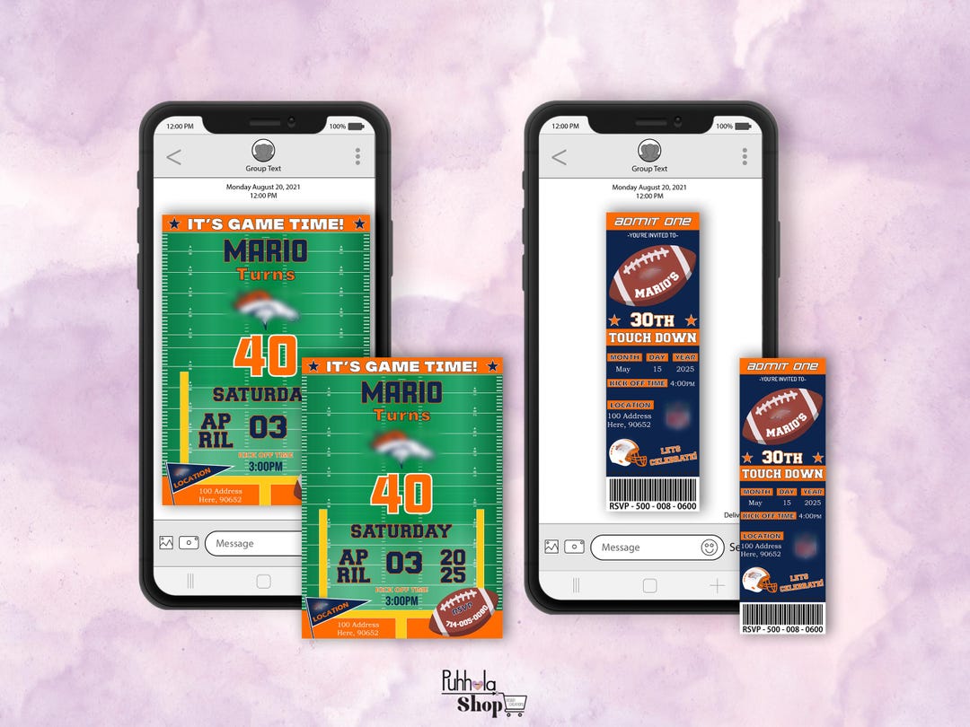 Football Themed Birthday Invitation | Broncos |E Invite | Digital ...