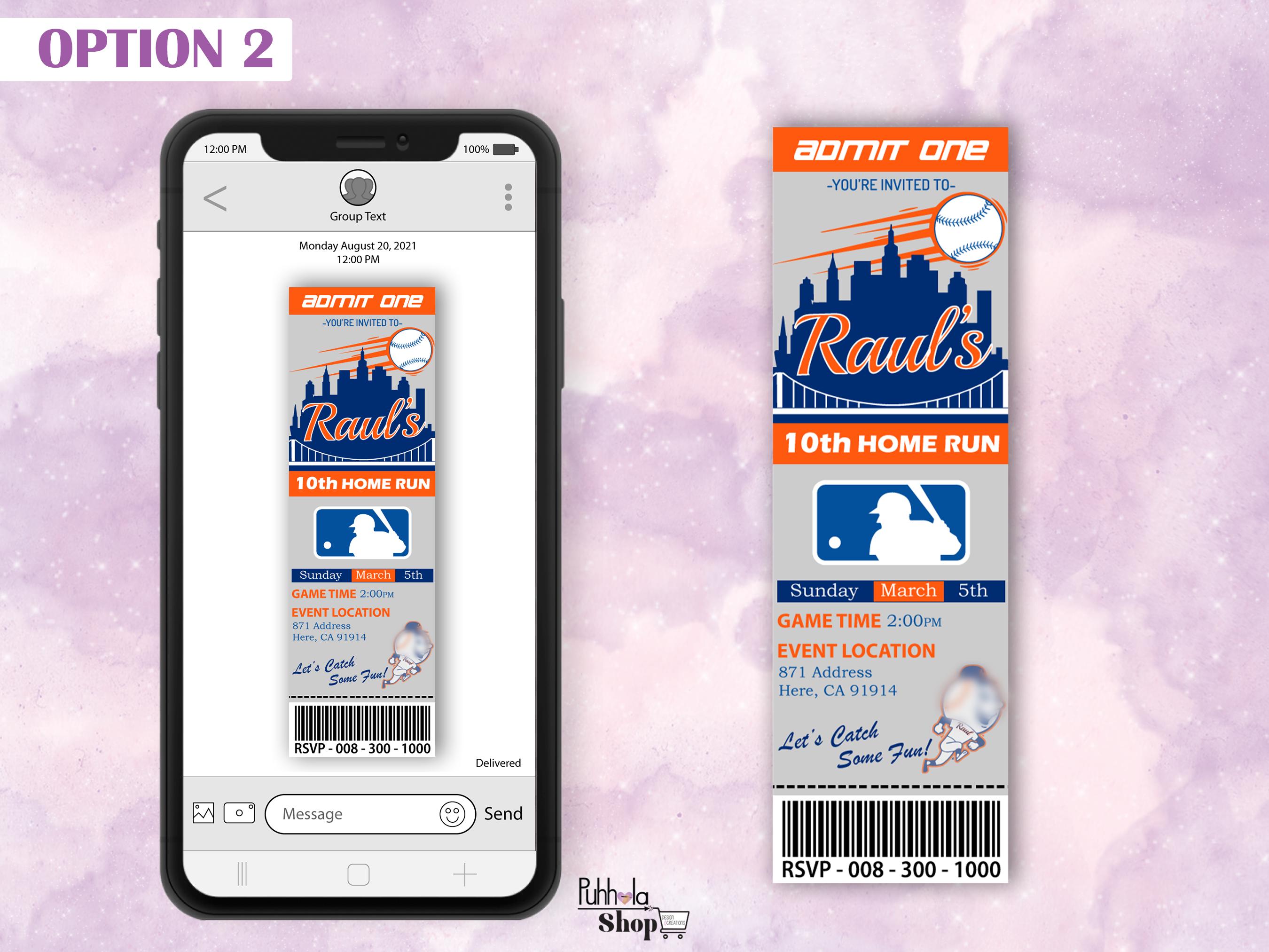 Baseball Themed Birthday Invitation | NY Mets | E Invite | Digital ...