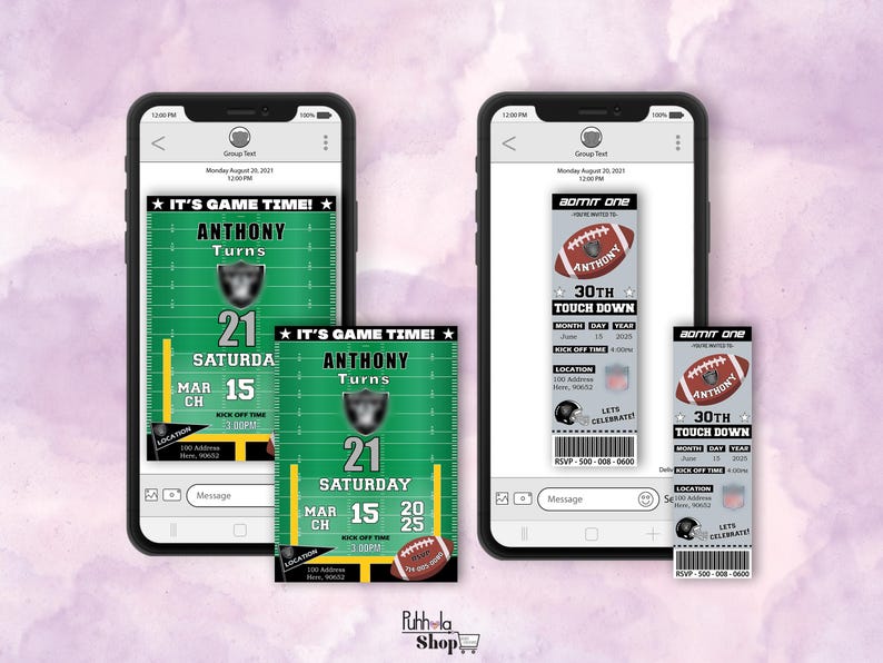 Football Themed Birthday Invitation | Raiders | E Invite | Digital ...