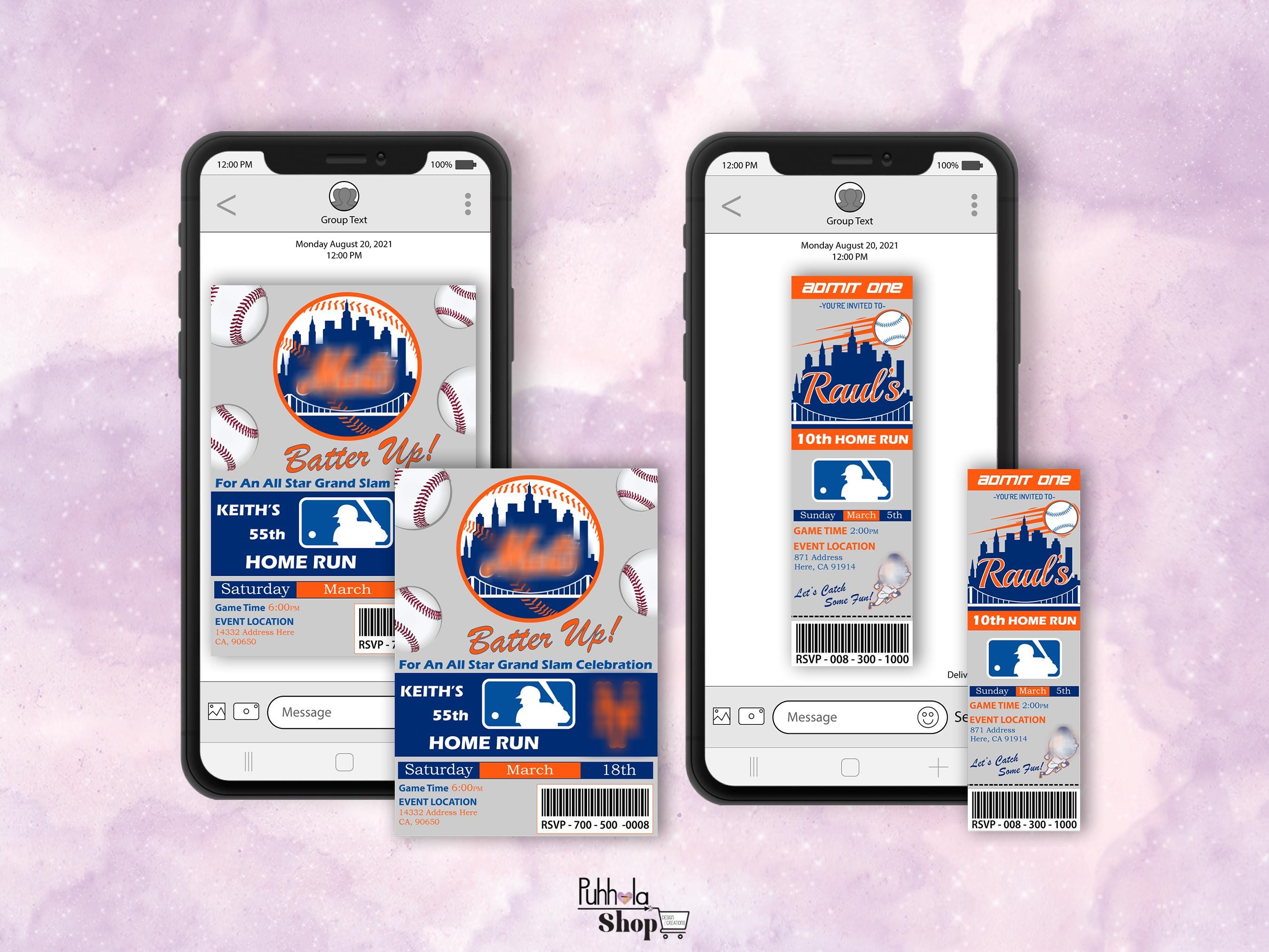 Baseball Themed Birthday Invitation | NY Mets | E Invite | Digital ...