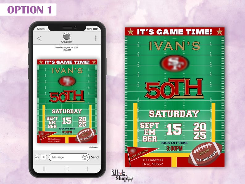 Football Themed Birthday Invitation | | SF 49ERS | Digital Invitation ...