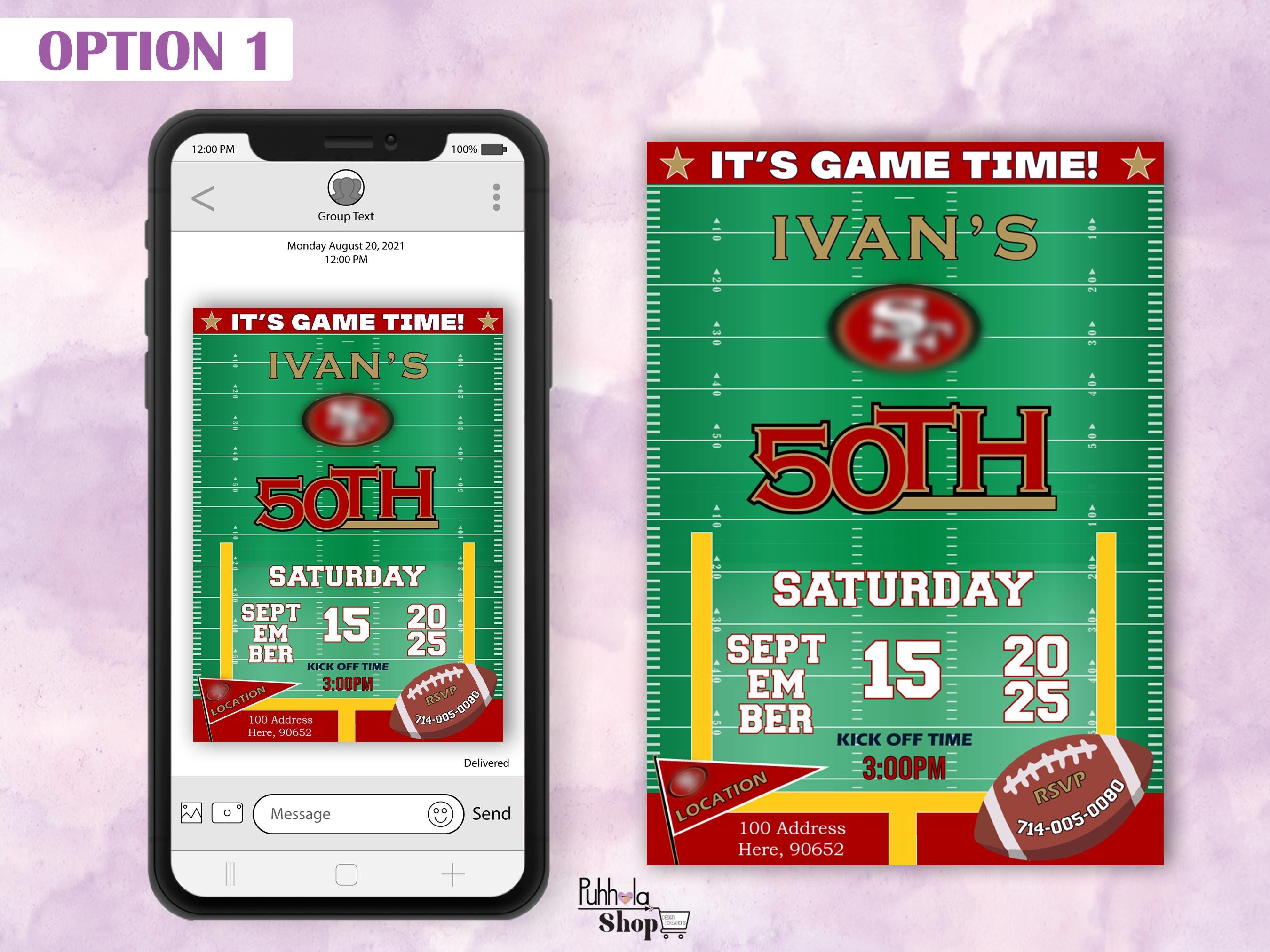Football Themed Birthday Invitation | | SF 49ERS | Digital Invitation ...