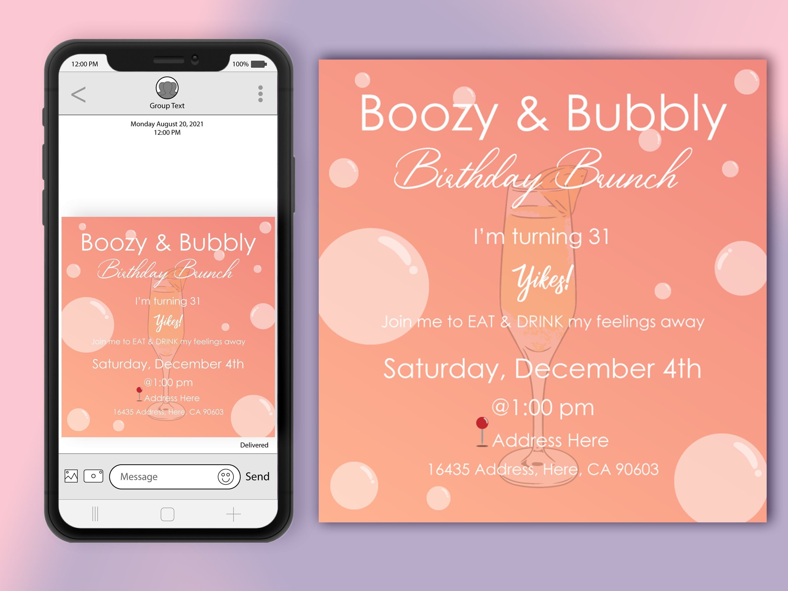 Boozy & Bubbly Digital Brunch Invitation Any Occasion Digital ...