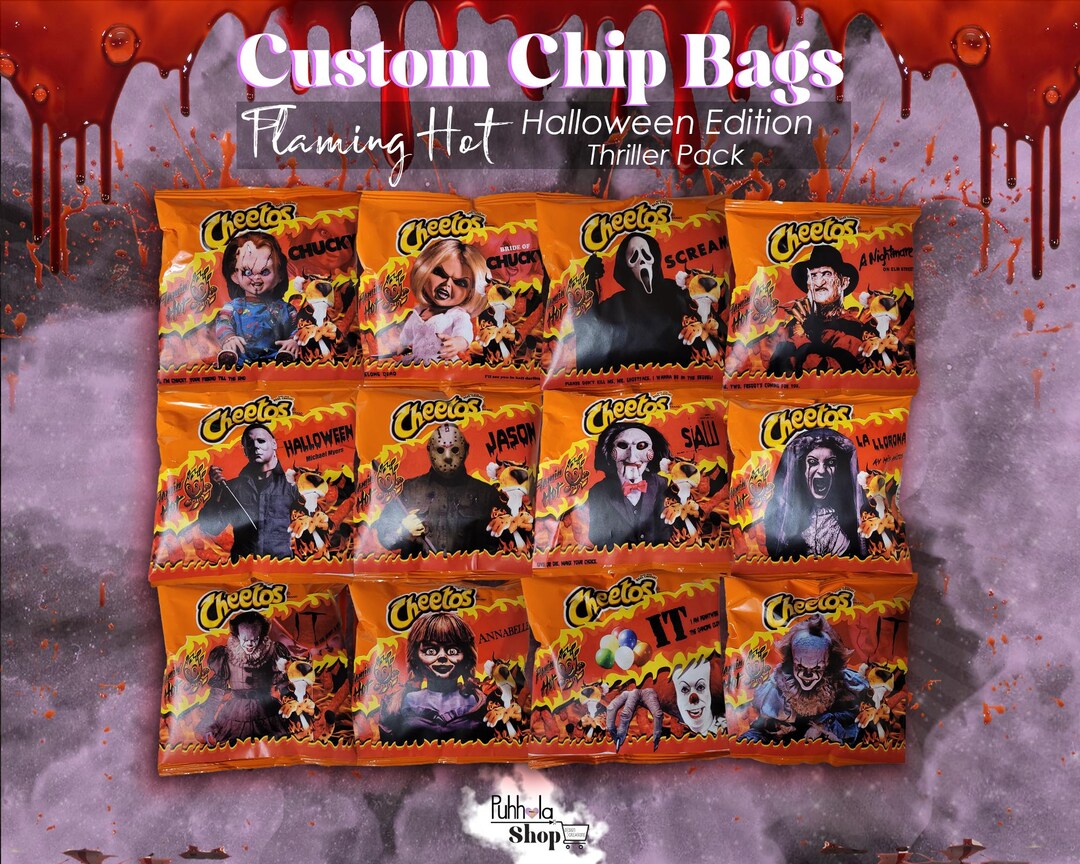 Halloween Chip Bags W/ 10 Different Iconic Thrillers / Horror ...