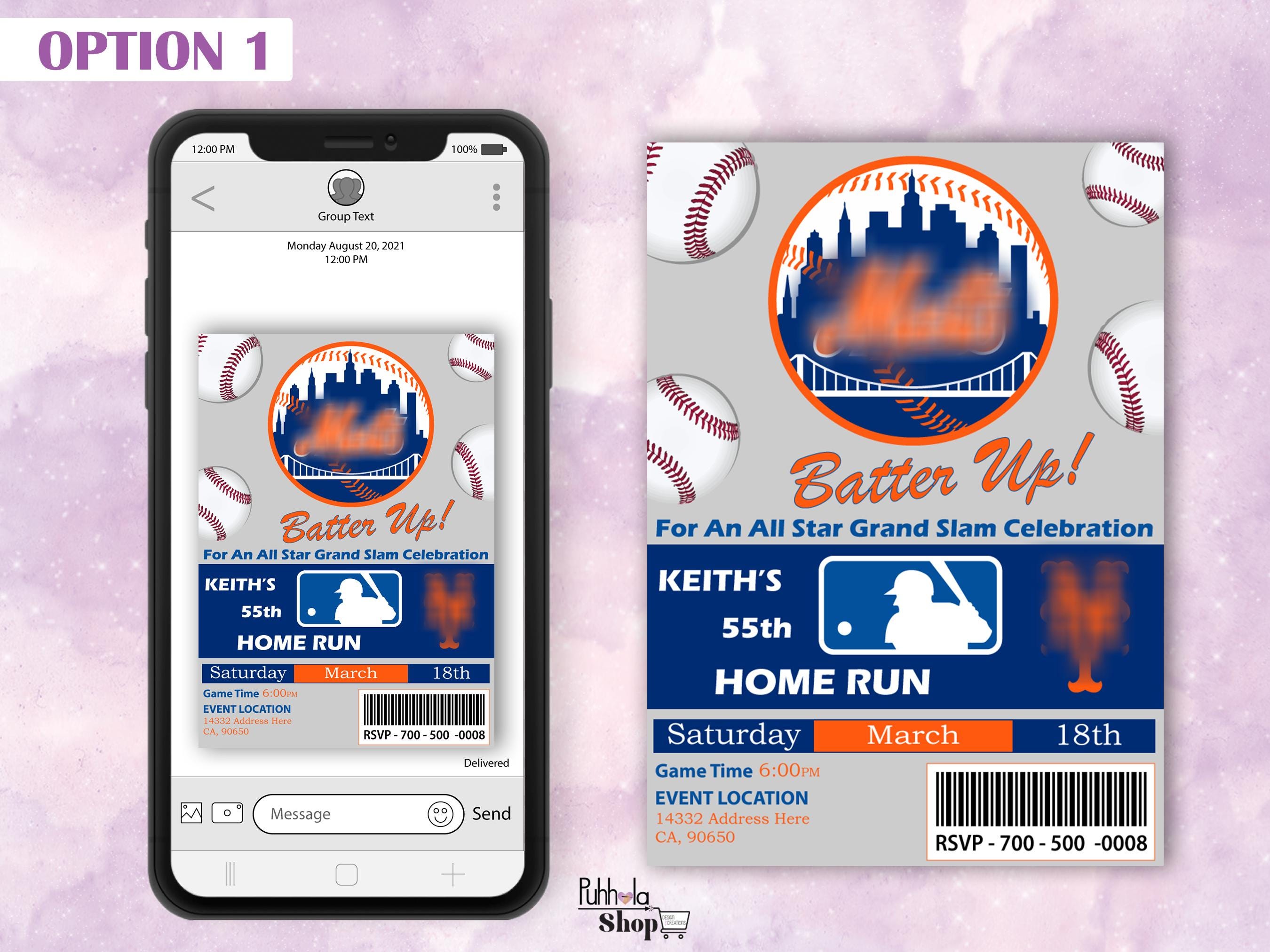 Baseball Themed Birthday Invitation | NY Mets | E Invite | Digital ...