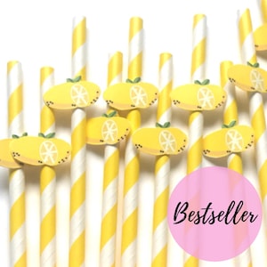 Lemon Straws - Set of 12 Paper Straws - Lemon Paper Straws - Lemon ...