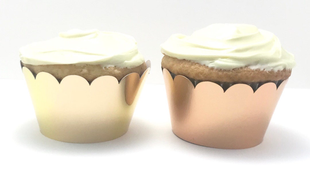 Rose Gold Gold Silver Party Decorations Scalloped Edge Cupcake Wrappers ...