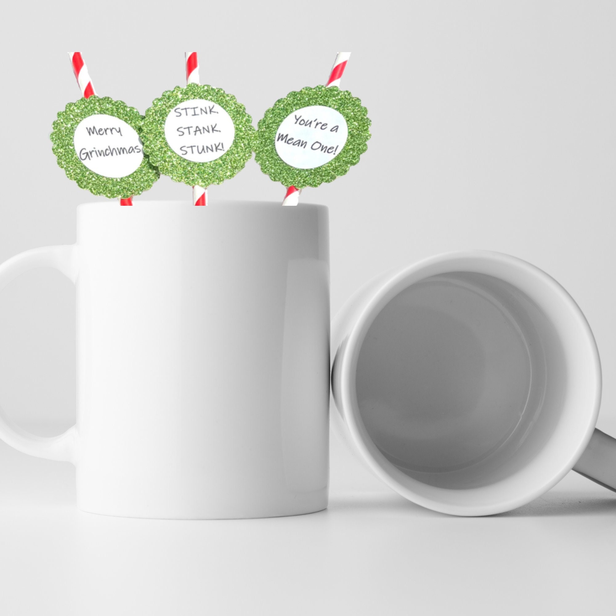 Grinchmas Paper Straws Youre a Mean One Christmas Set of 12 Paper ...