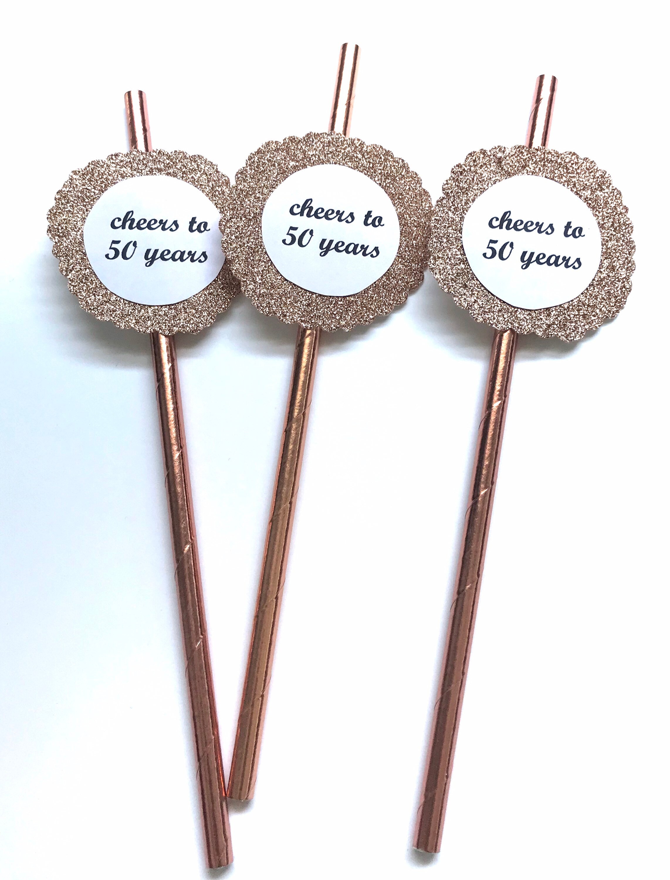 50th Birthday Decorations - Cheers to 50 Years Straws - 50th Birthday ...