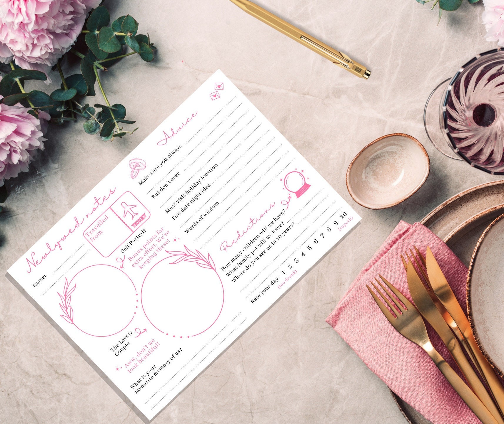 Newlywed Note Wedding Advice Card Printable, Gender Neutral, Well ...