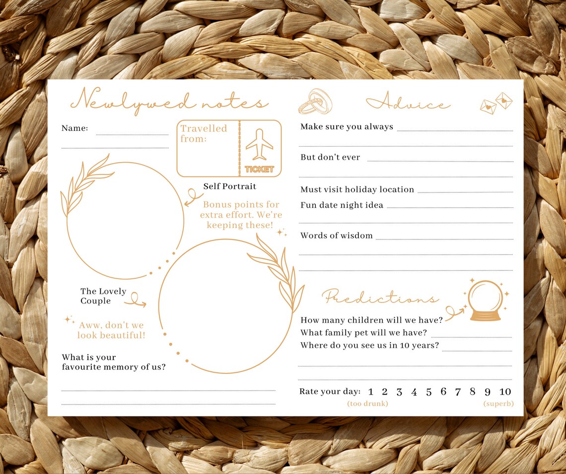 Newlywed Note Wedding Advice Card Printable, Gender Neutral, Well ...