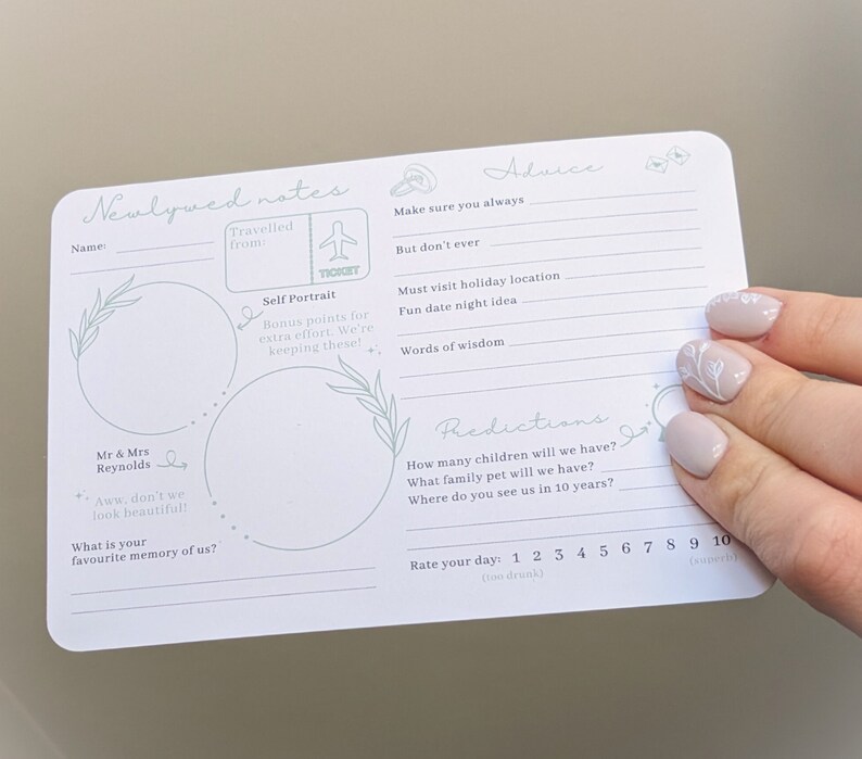 Newlywed Note Wedding Advice Card Printable, Gender Neutral, Well ...